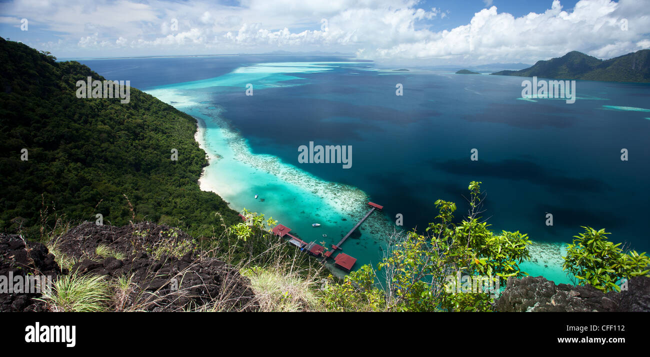 At the top of the Bohey Dulang in Semporna, Sabah, Malaysia which ...
