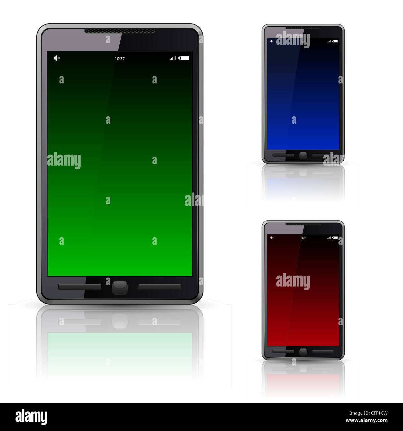 Mobile phone set, illustration on white background Stock Photo - Alamy