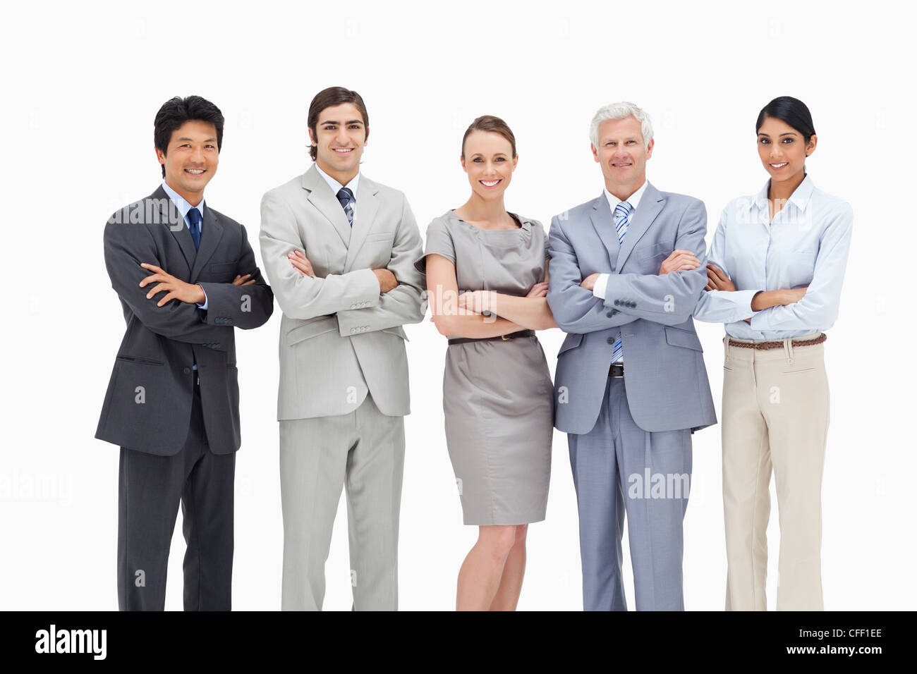 Close-up of a smiling multicultural business team Stock Photo - Alamy