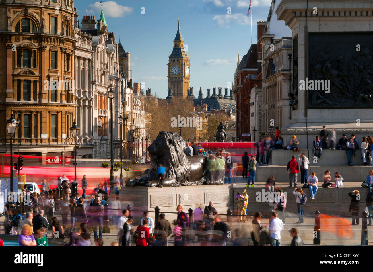 View down Whitehall from Trafalgar Square, London, England, United ...