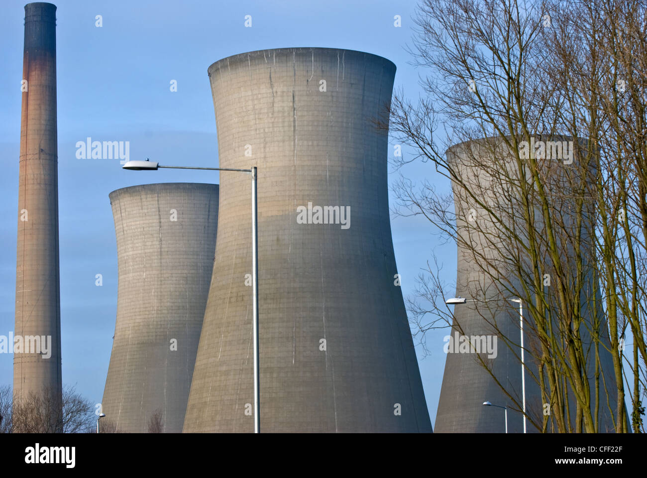 Chimney and cooling towers Stock Photo - Alamy