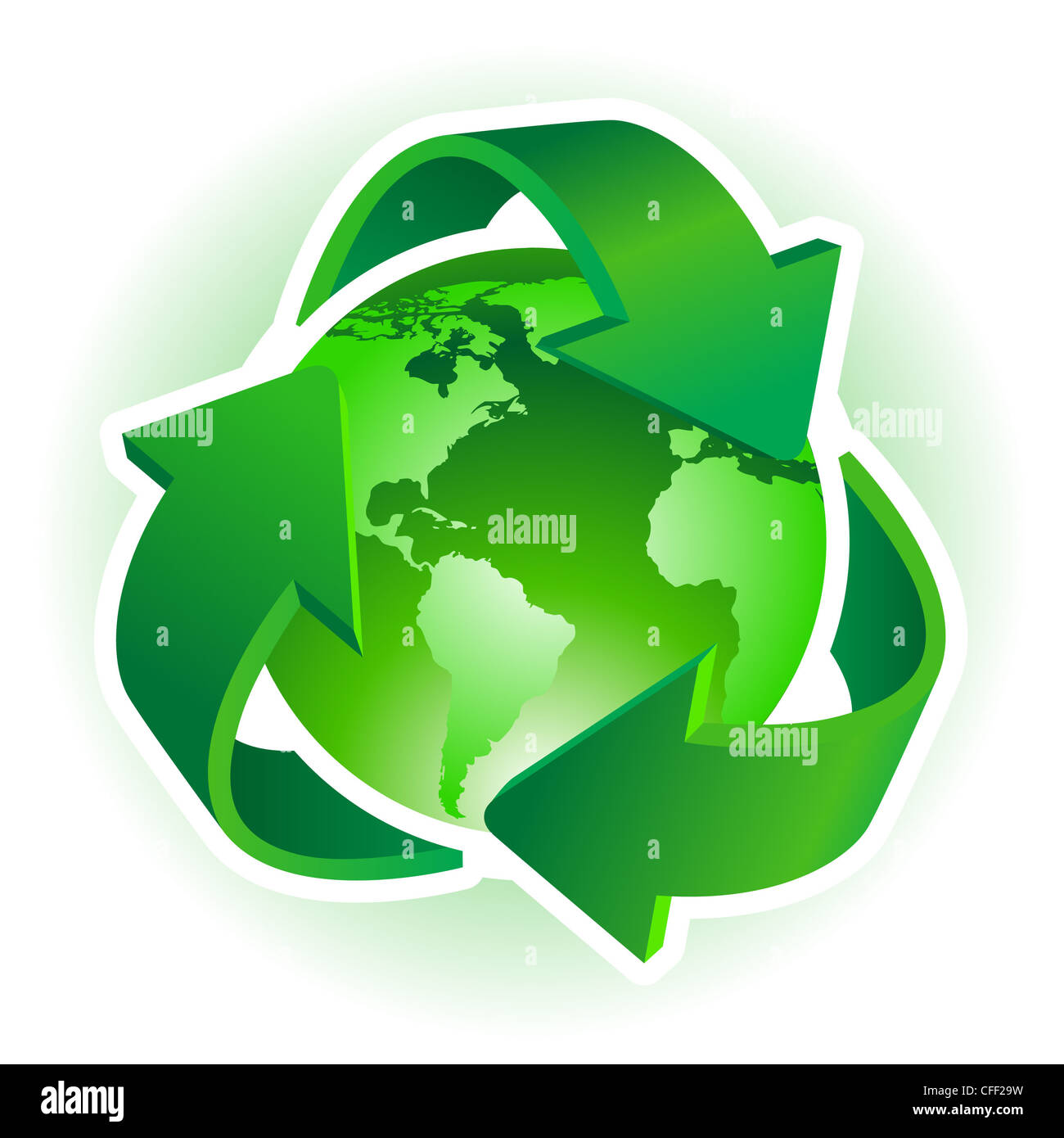 Recycle Symbol with Earth on white background. illustration Stock Photo ...