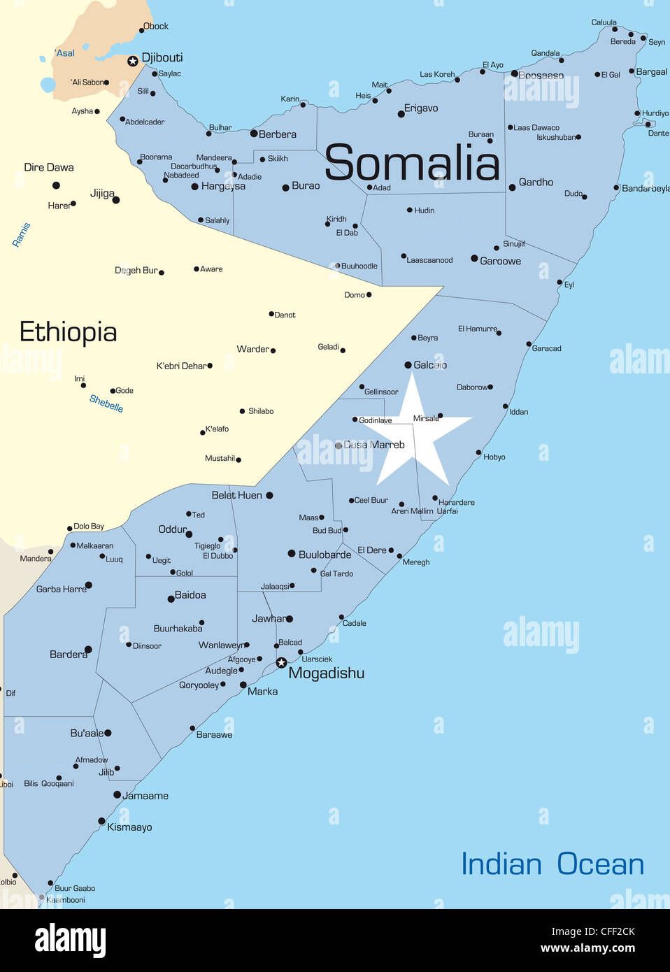 Abstract vector color map of Somalia colored by national flag Stock ...
