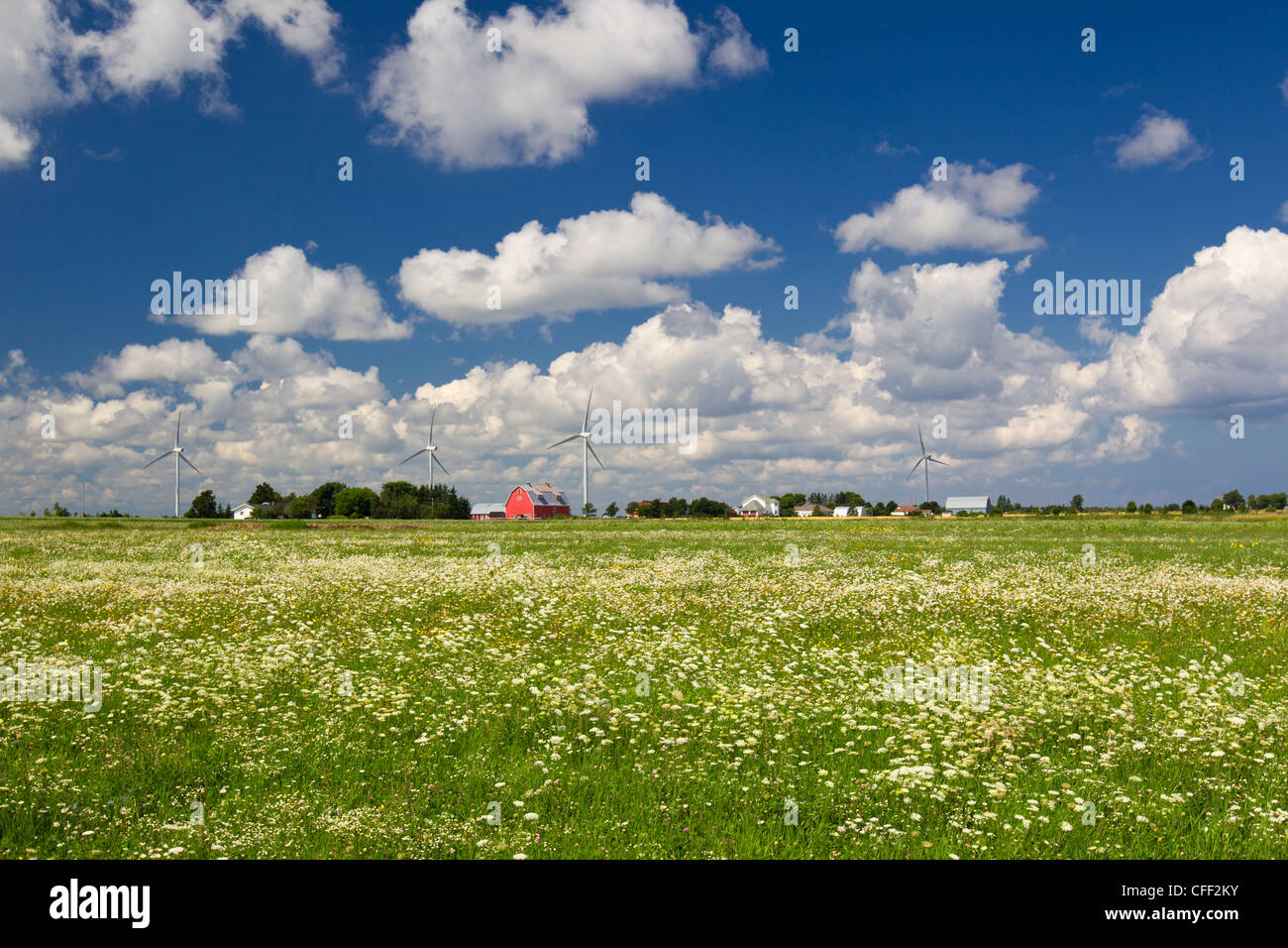 Red barn and wind turbines hi-res stock photography and images - Alamy