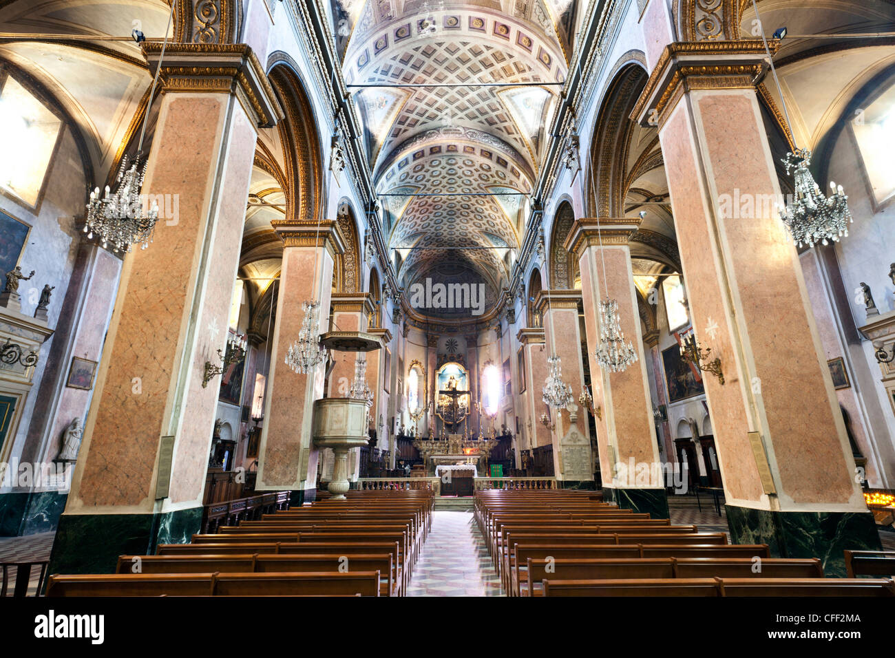 Ste Marie Cathedral, Baroque interior, Terra Nova, Bastia, Corsica ...