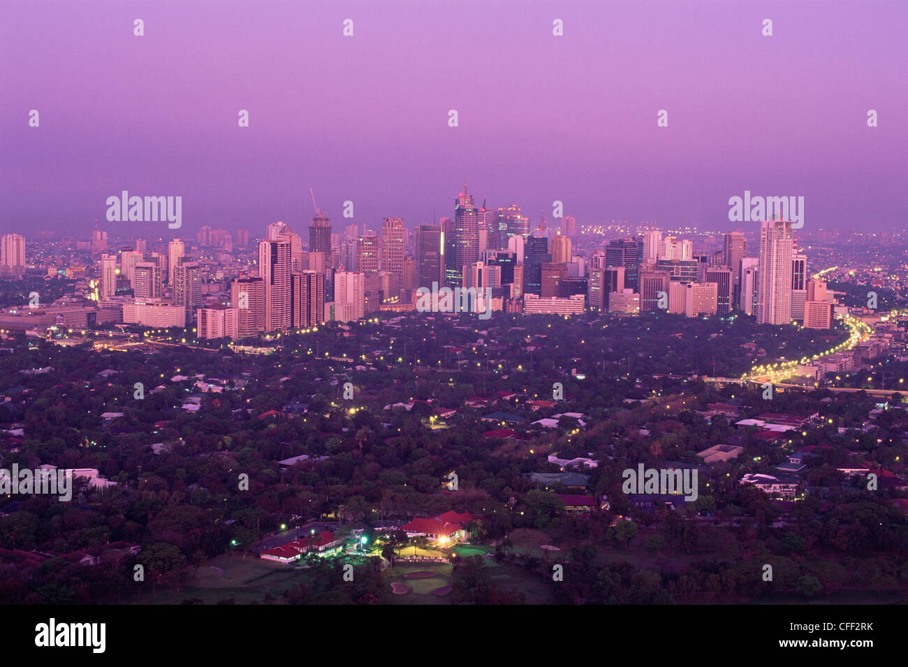 Philippines, Manila, Night View of Makati Business Area Skyline Stock ...