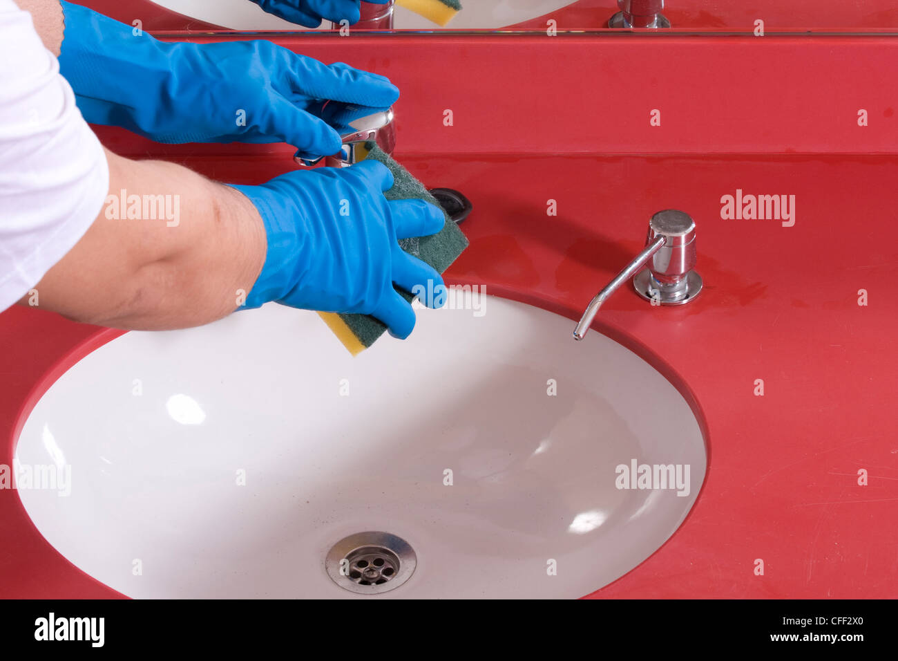Cleaning Bathroom Sink Stock Photo - Alamy