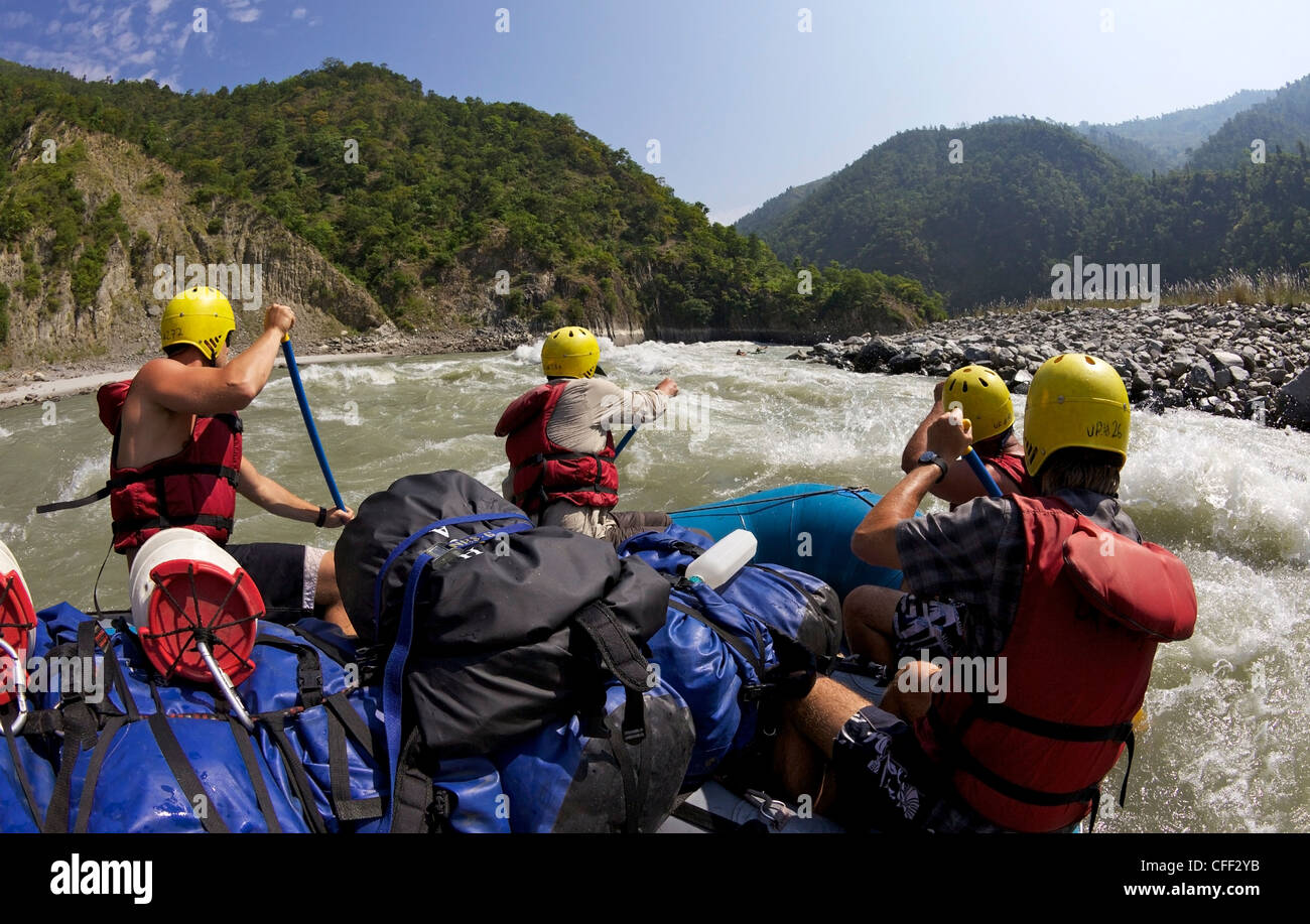 White-water rafting on Sun Kosi River, Nepal, Asia Stock Photo - Alamy