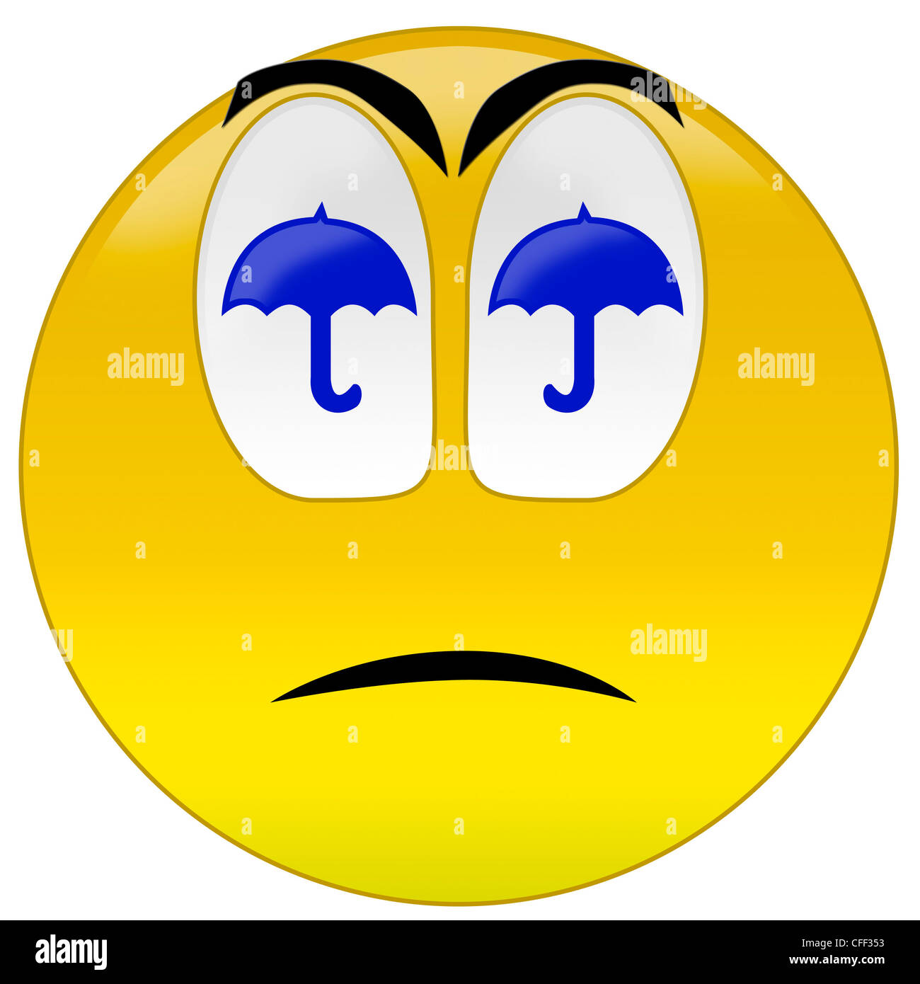 3d rendering sad smiley because weather is bad Stock Photo - Alamy