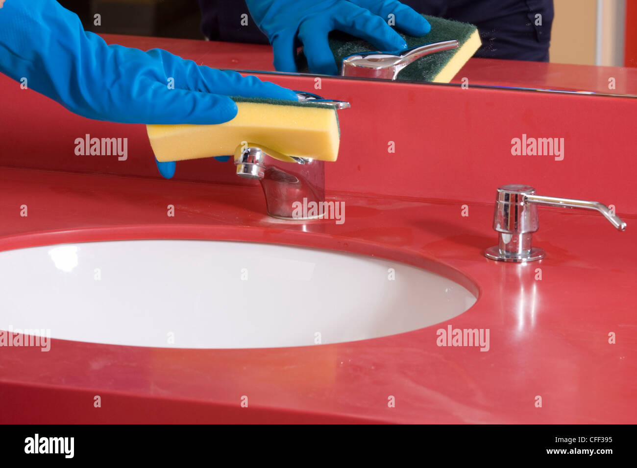 Cleaning Bathroom Sink Stock Photo - Alamy