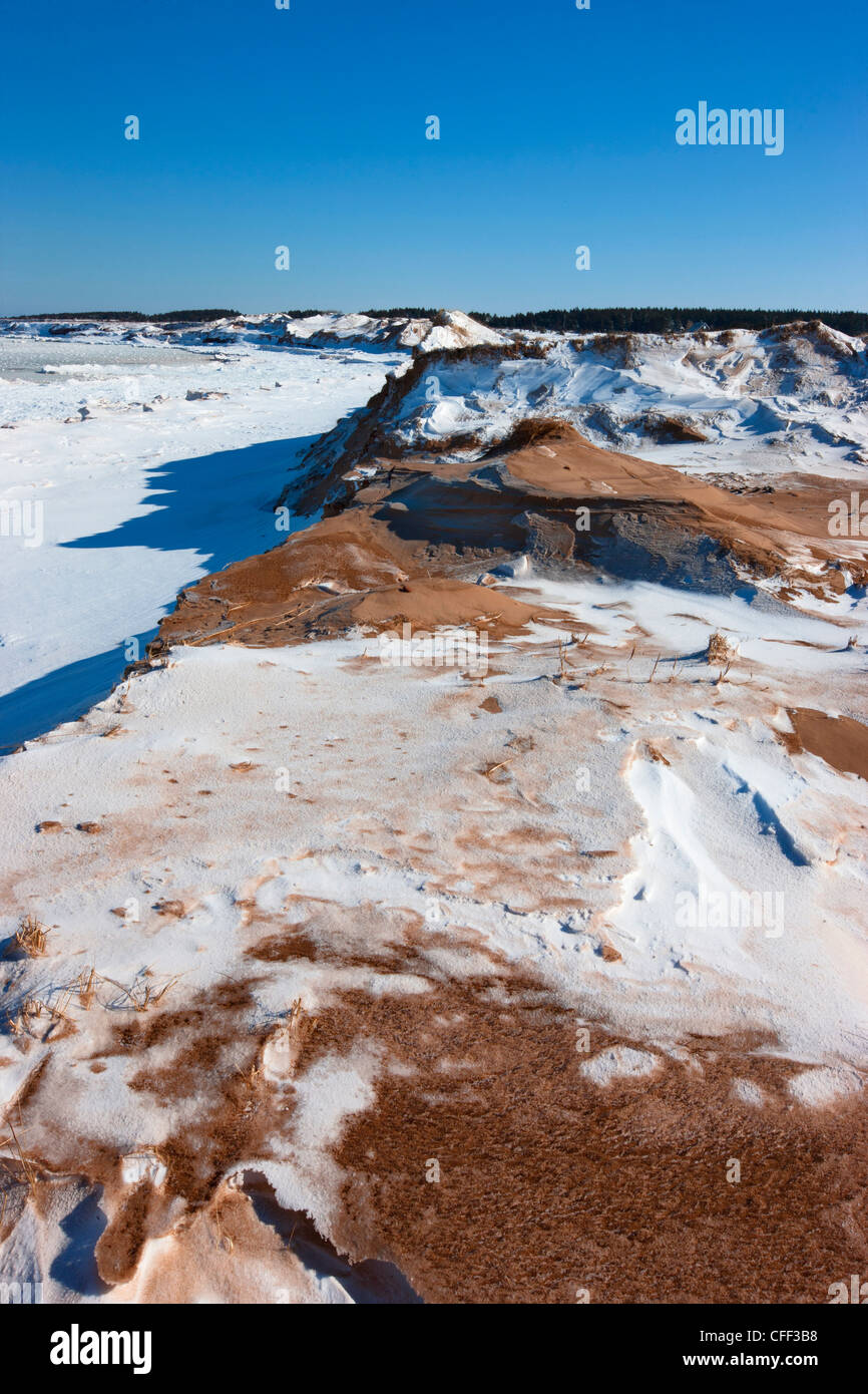 Sand dunes in winter, Cavendish, Prince Edward Island National Park ...