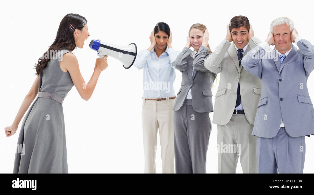 Man holding megaphone ears High Resolution Stock Photography and Images ...
