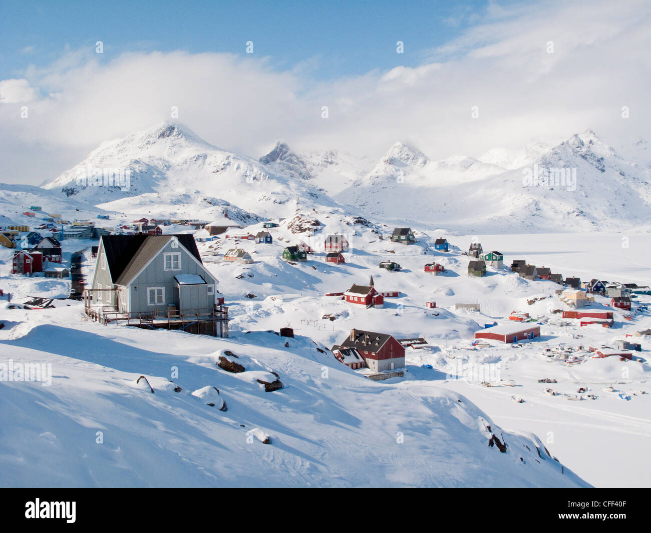 View in Tasiilaq village, East Greenland, Polar Regions Stock Photo - Alamy