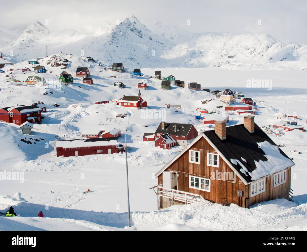 View in Tasiilaq village, East Greenland, Polar Regions Stock Photo - Alamy