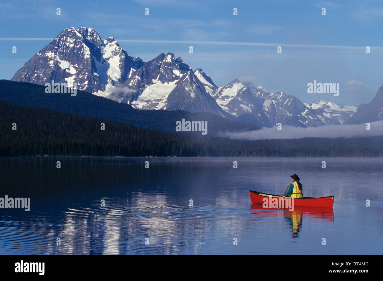 Canoeing on the Turner lakes, Tweedsmuir Park, British Columbia, Canada ...