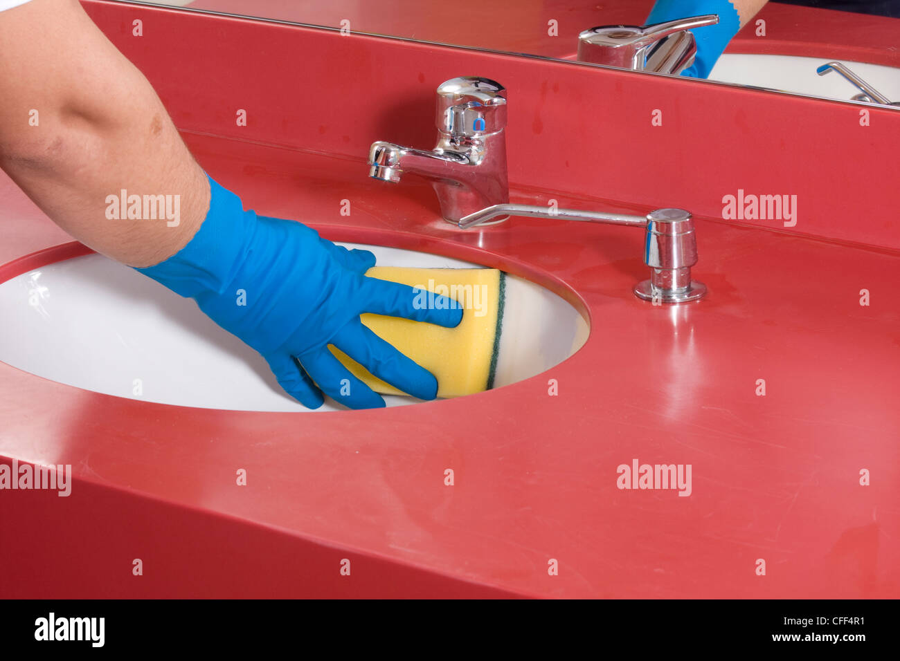 Cleaning Bathroom Sink Stock Photo - Alamy