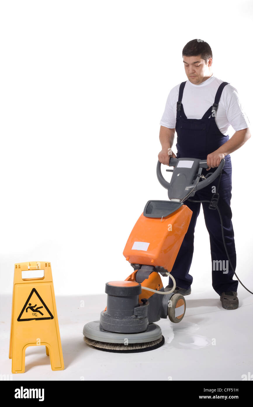 cleaning floor with machine Stock Photo - Alamy