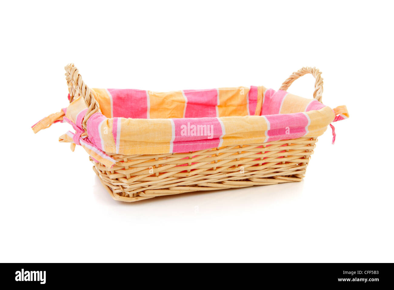 Empty cane bread basket over white background Stock Photo - Alamy
