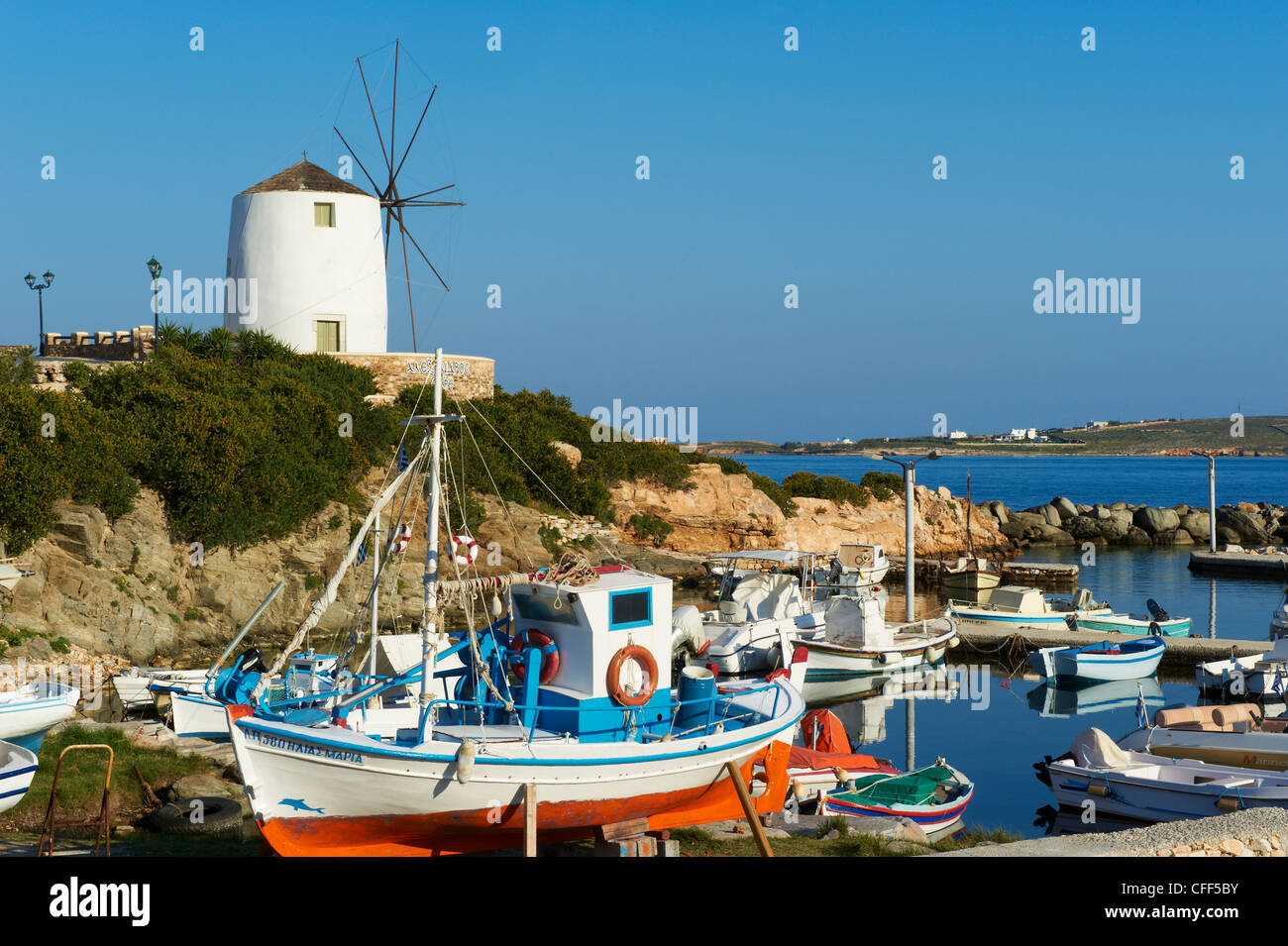 Windmill near the harbour, Parikia (Hora), Paros, Cyclades, Greek ...