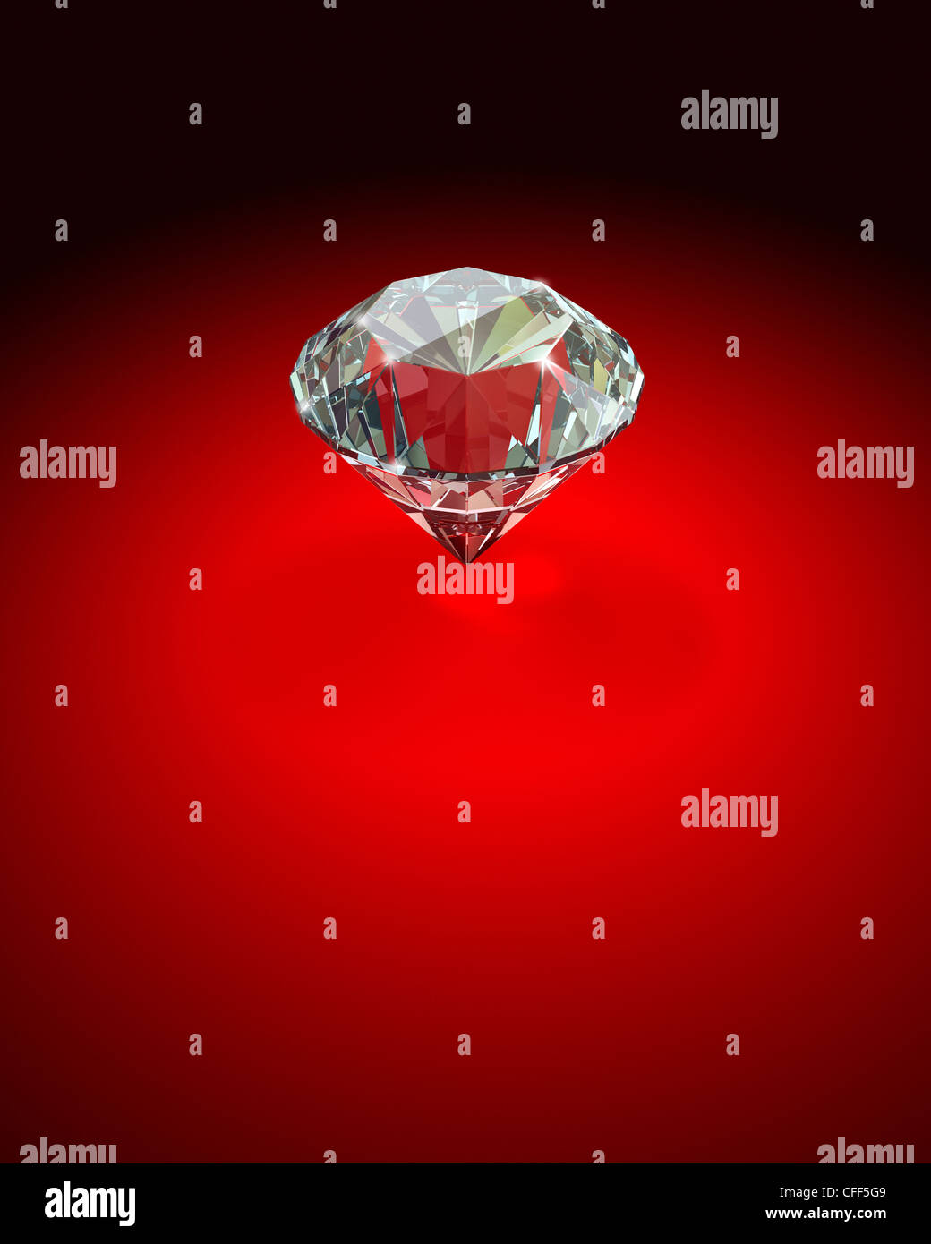 Bright diamond on red background - 3d render image Stock Photo - Alamy