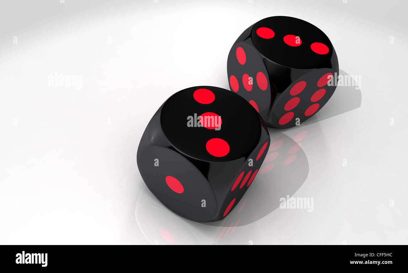 Double three - six 6 - two black dice on white background Stock Photo ...