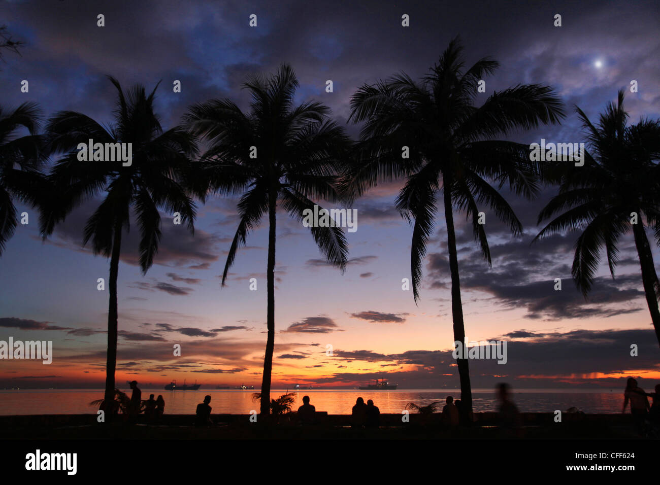 Sunset at Manila Bay, Manila, Luzon Island, Philippines, Asia Stock ...