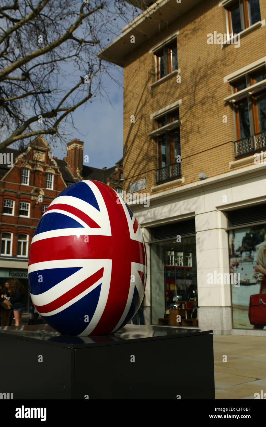 Union Jack egg at Duke of York Square in Chelsea, London Stock Photo ...