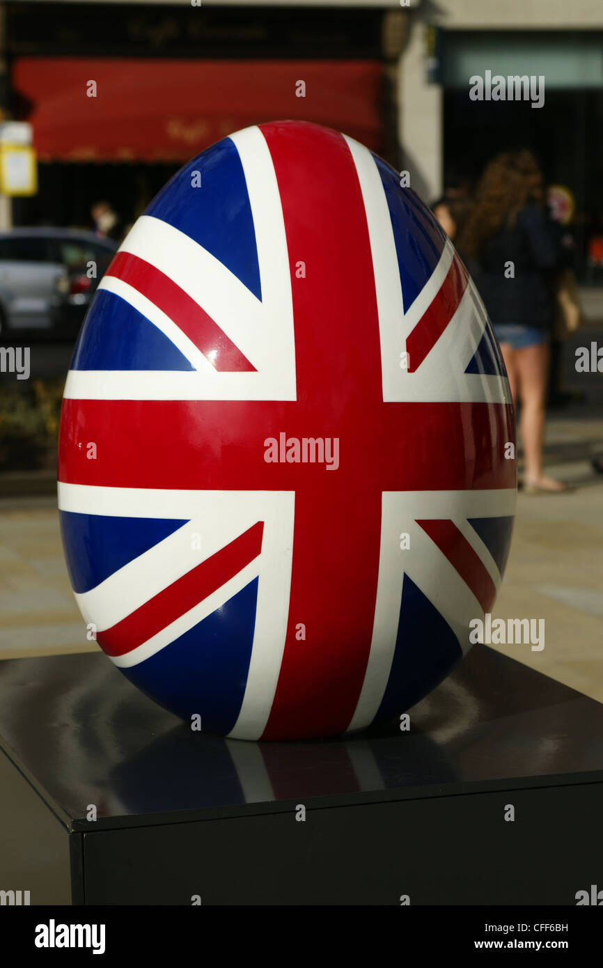 Union Jack egg at Duke of York Square in Chelsea, London Stock Photo ...