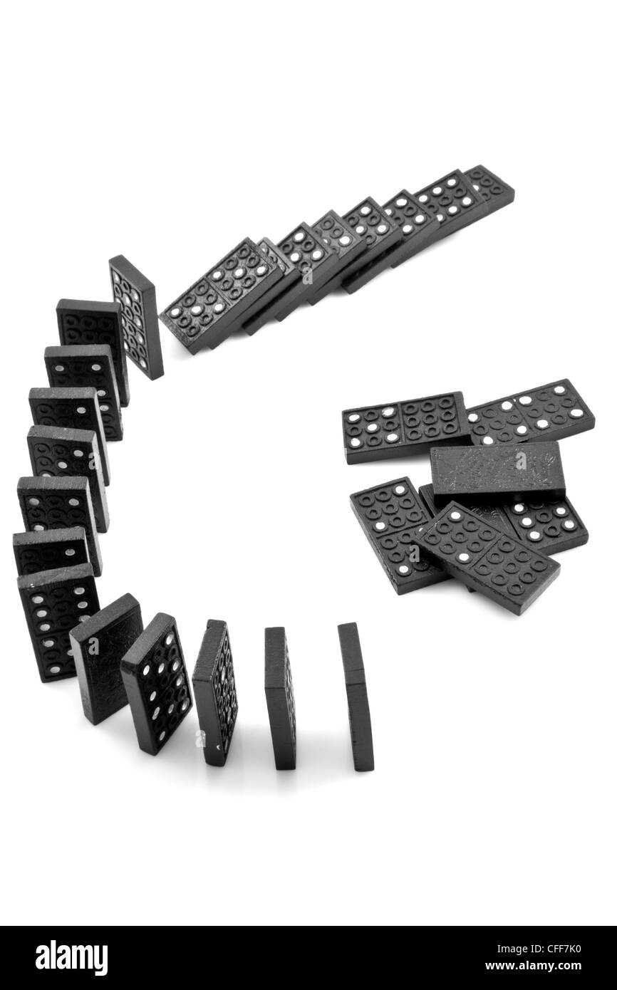 Domino stones in a row isolated over white Stock Photo - Alamy