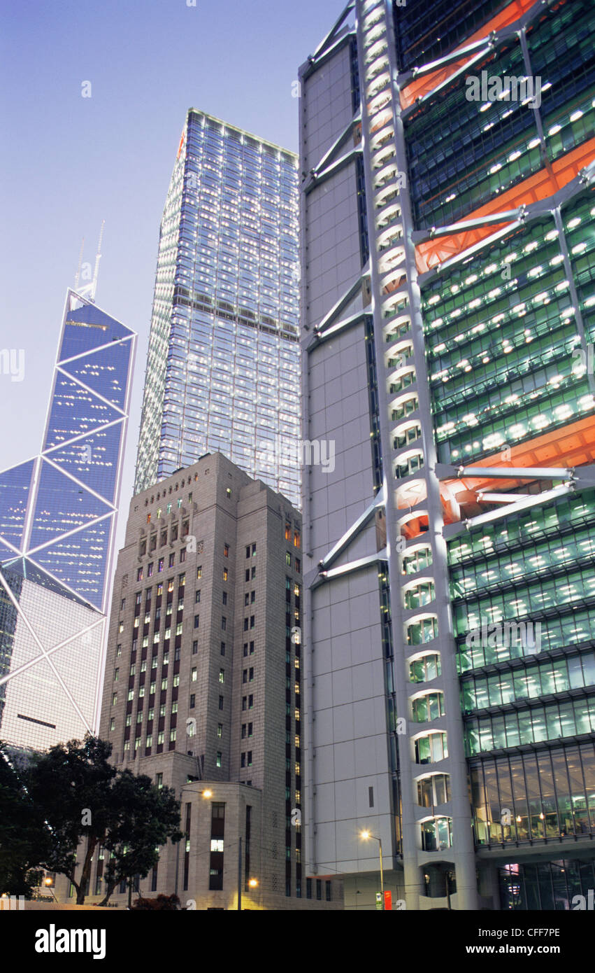 China, Hong Kong, Central, Night View of Banking Area Stock Photo - Alamy