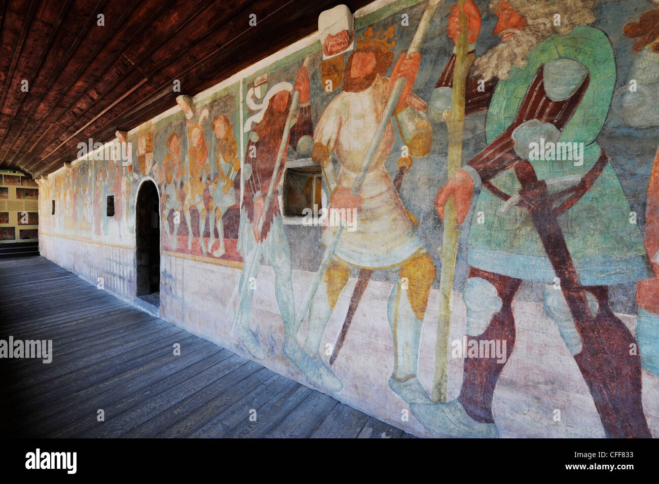 Medieval fresco at Runkelstein castle, Bolzano, South Tyrol, Alto Adige ...