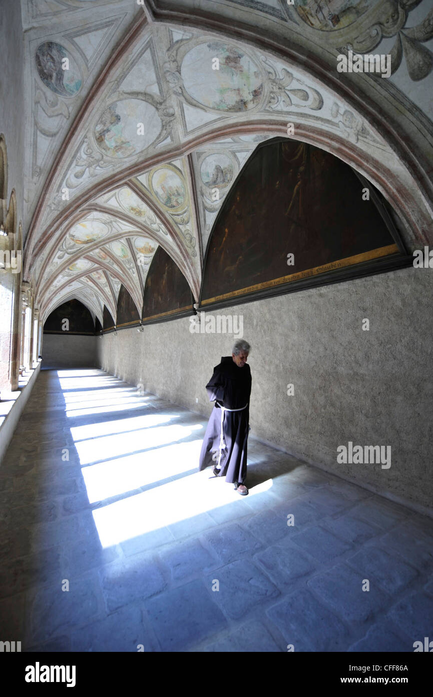 Monk at the cloister of Franciscan monastery, Bolzano, South Tyrol ...