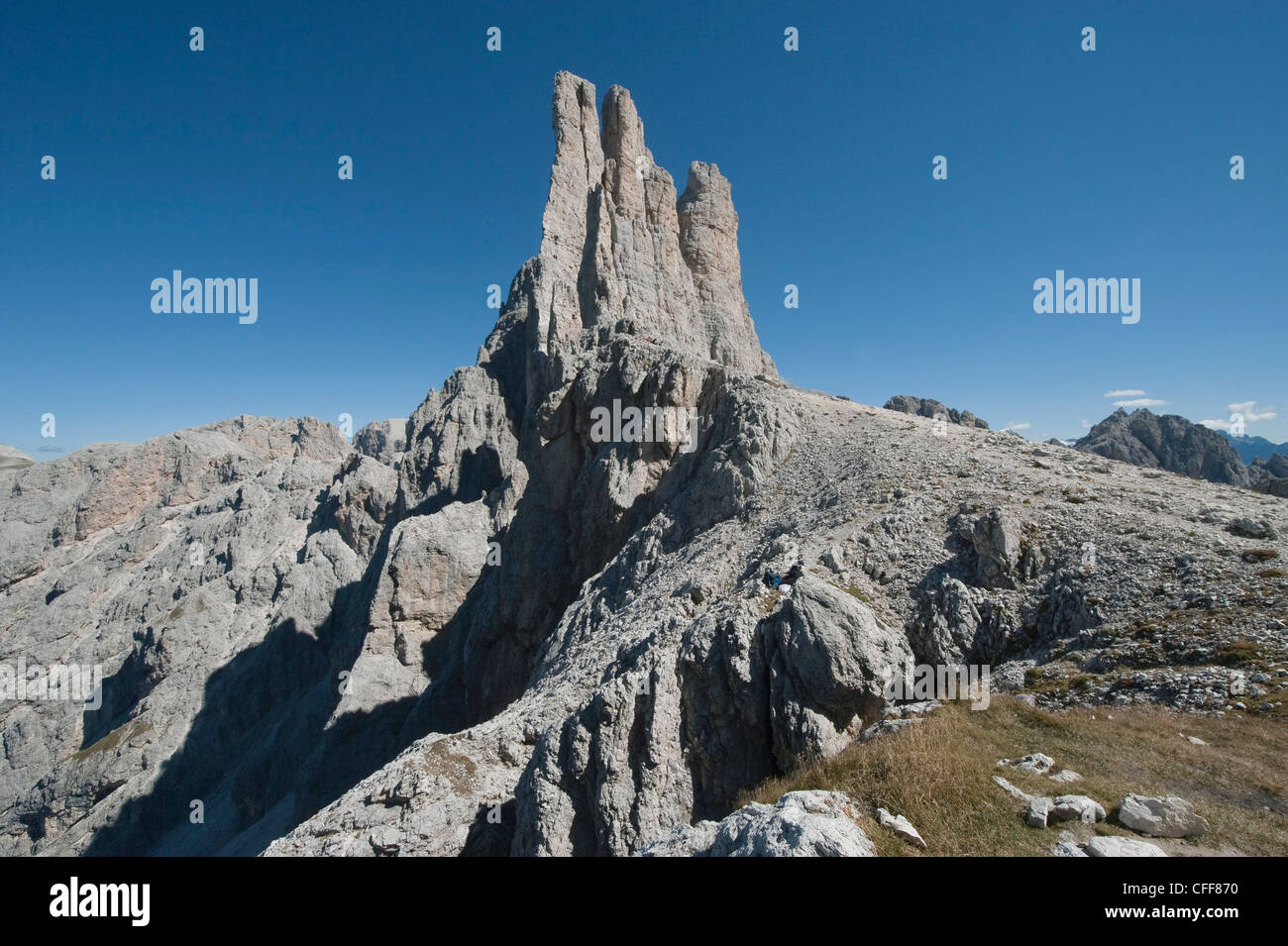 Vajolet towers in the sunlight, Nature park Schlern, Dolomites, South ...
