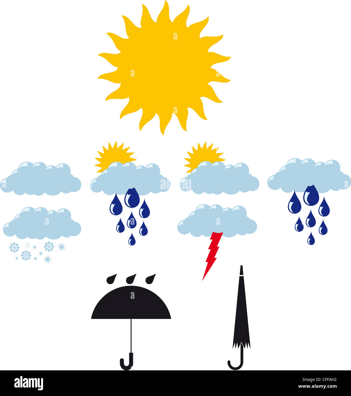 Vector illustration of weather icons Stock Photo - Alamy