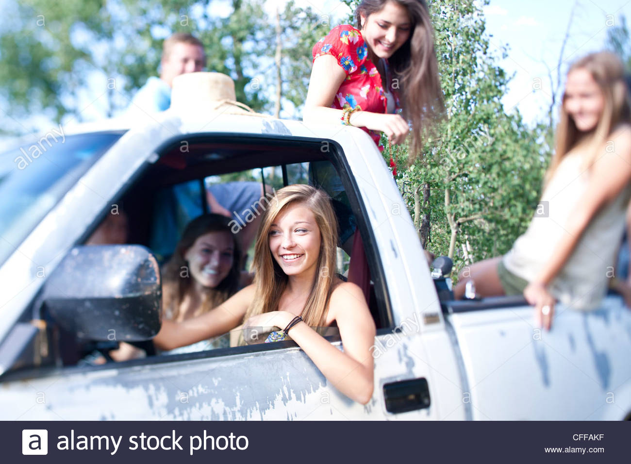 Teens Boys And Girls Outdoors Activity High Resolution Stock ...