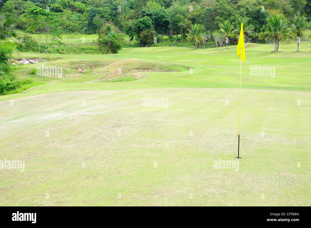 Flag and the golf field Stock Photo - Alamy