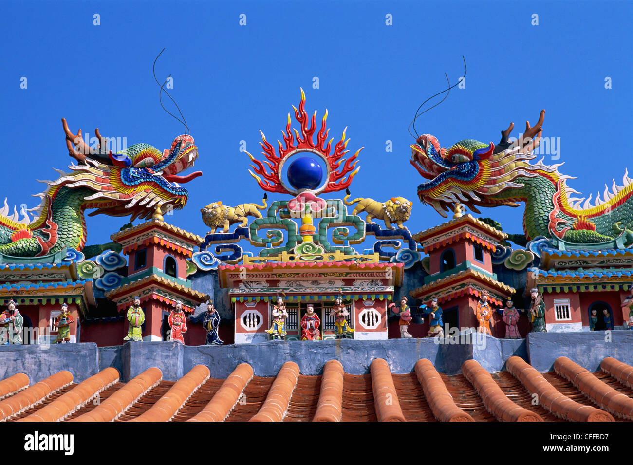 China, Hong Kong, Cheung Chau Island, Pak Tai Temple, Rooftop Detail ...