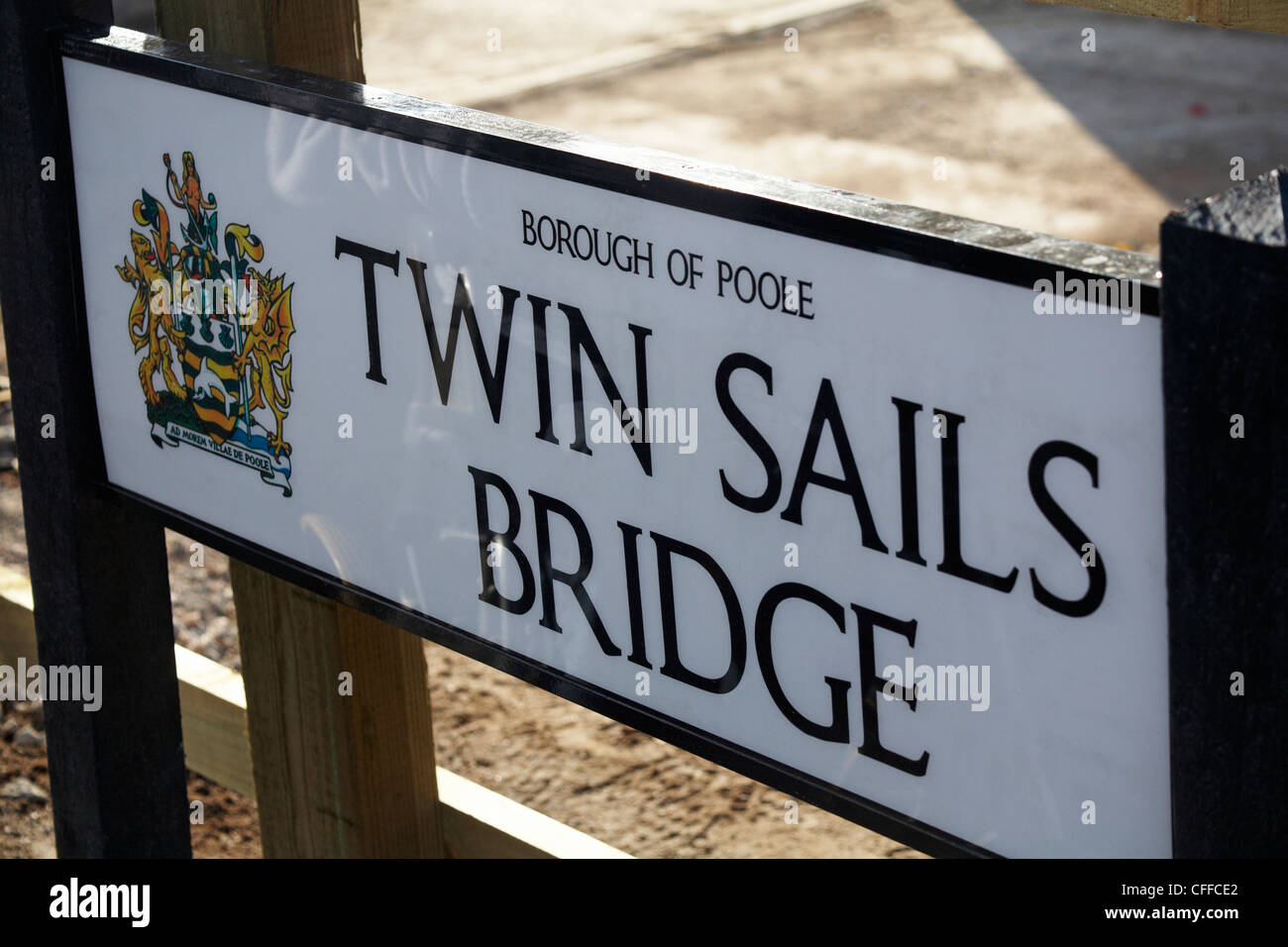 Twin Sails Bridge road sign at the opening of the new twin sails ...