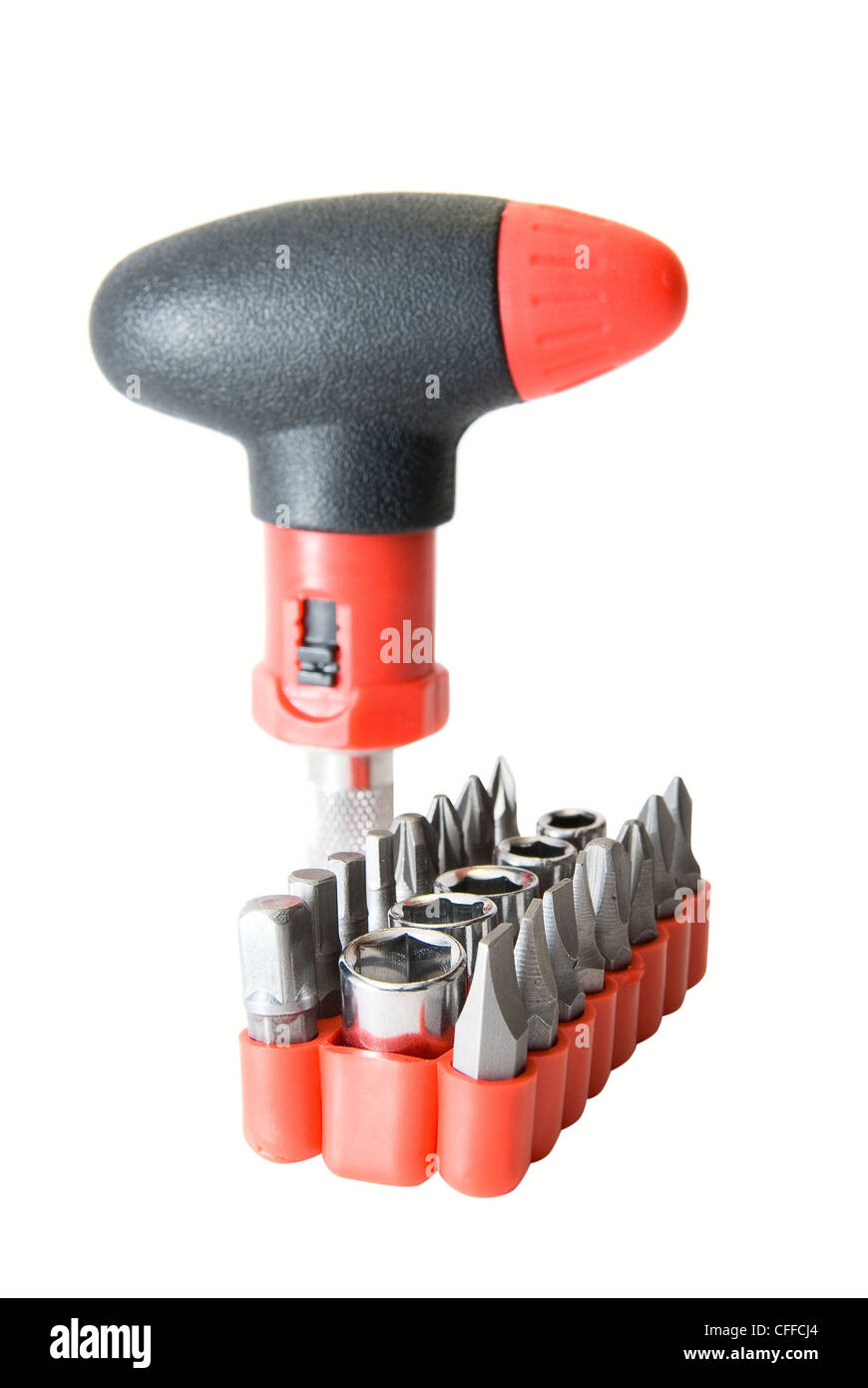 Red screwdriver set isolated on the white background Stock Photo - Alamy