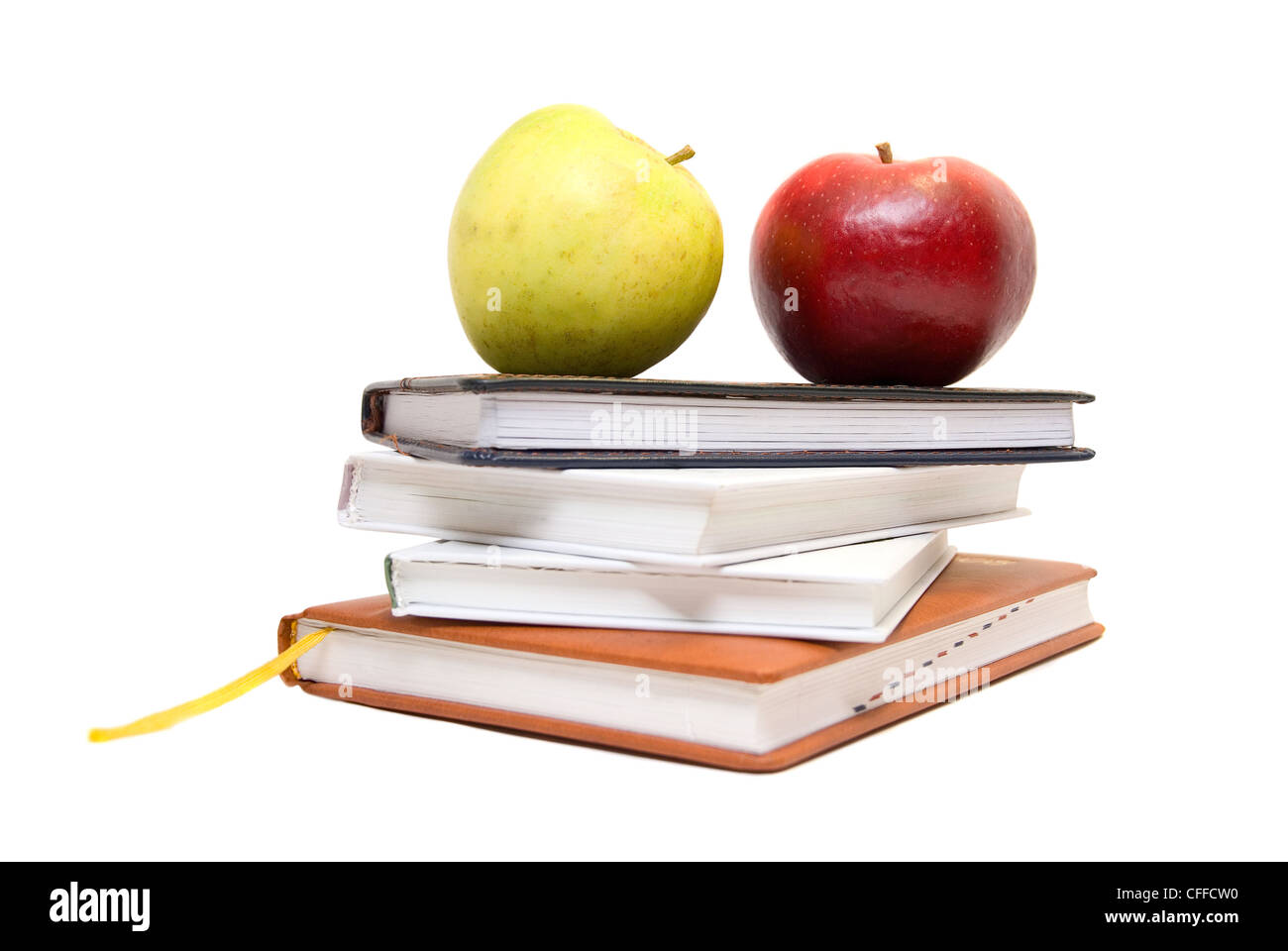 "Back to school" concept with books and apples on white Stock Photo - Alamy