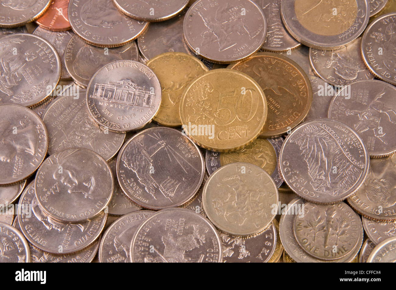 Mixed coins background Stock Photo - Alamy