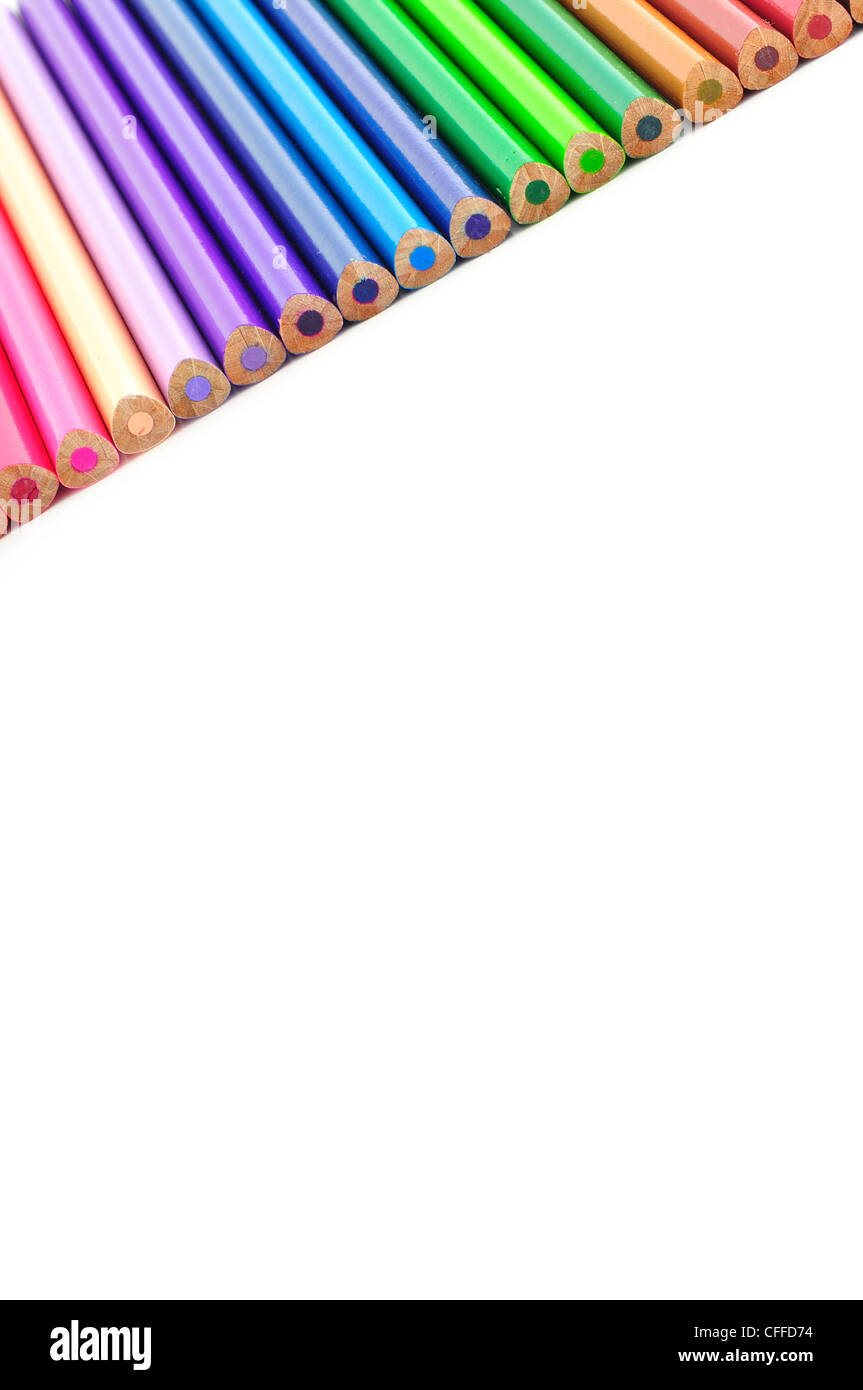 Color pencils background isolated in white Stock Photo - Alamy