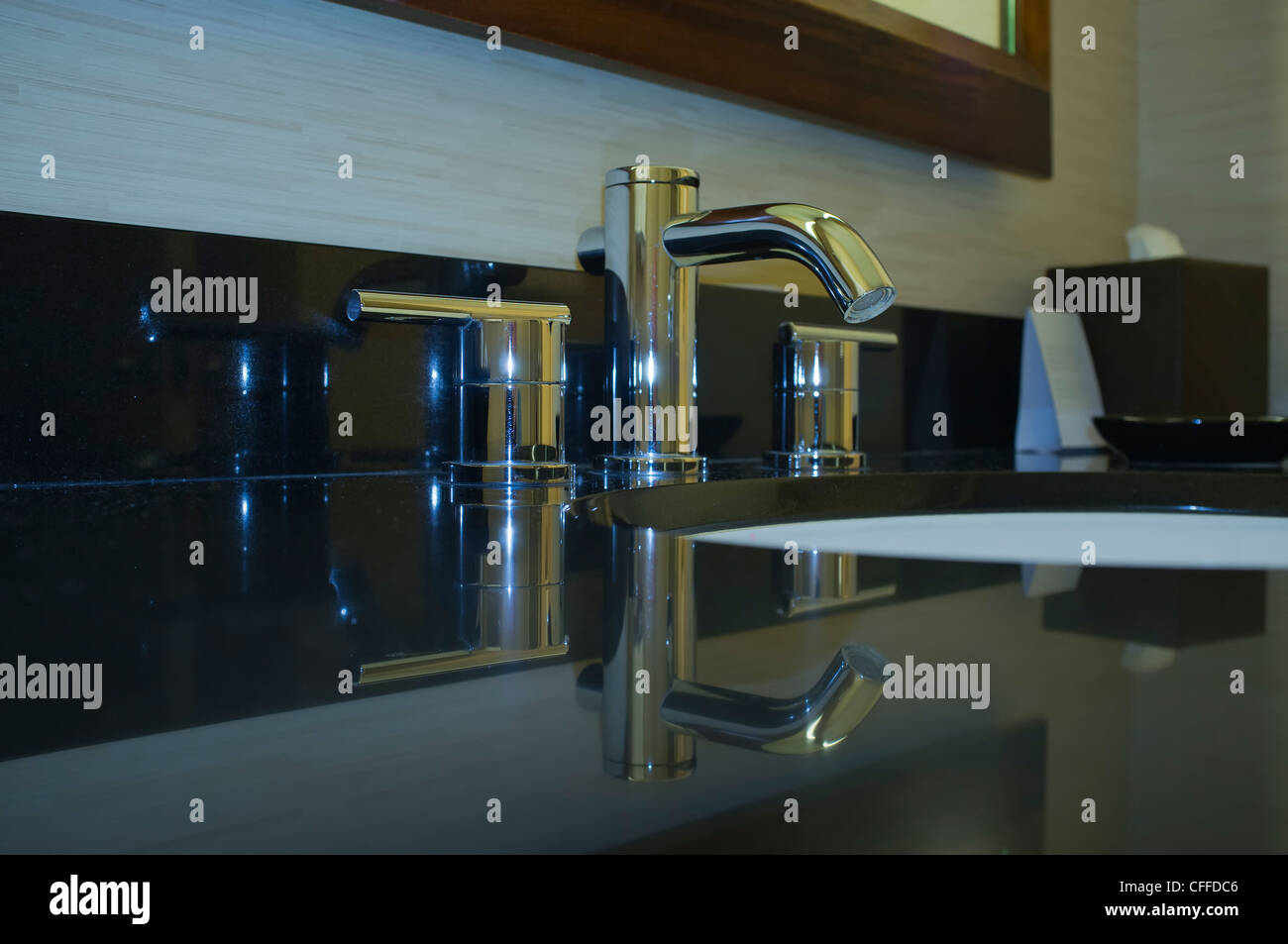 Bathroom Vanity Top with water faucet Stock Photo - Alamy