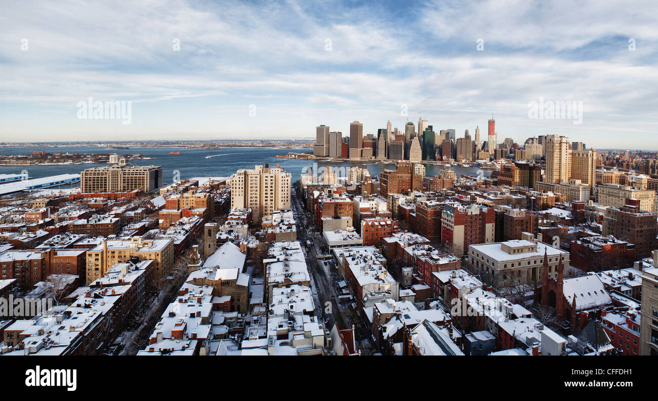 View of Manhattan from Brooklyn after winter snow storm Stock Photo - Alamy