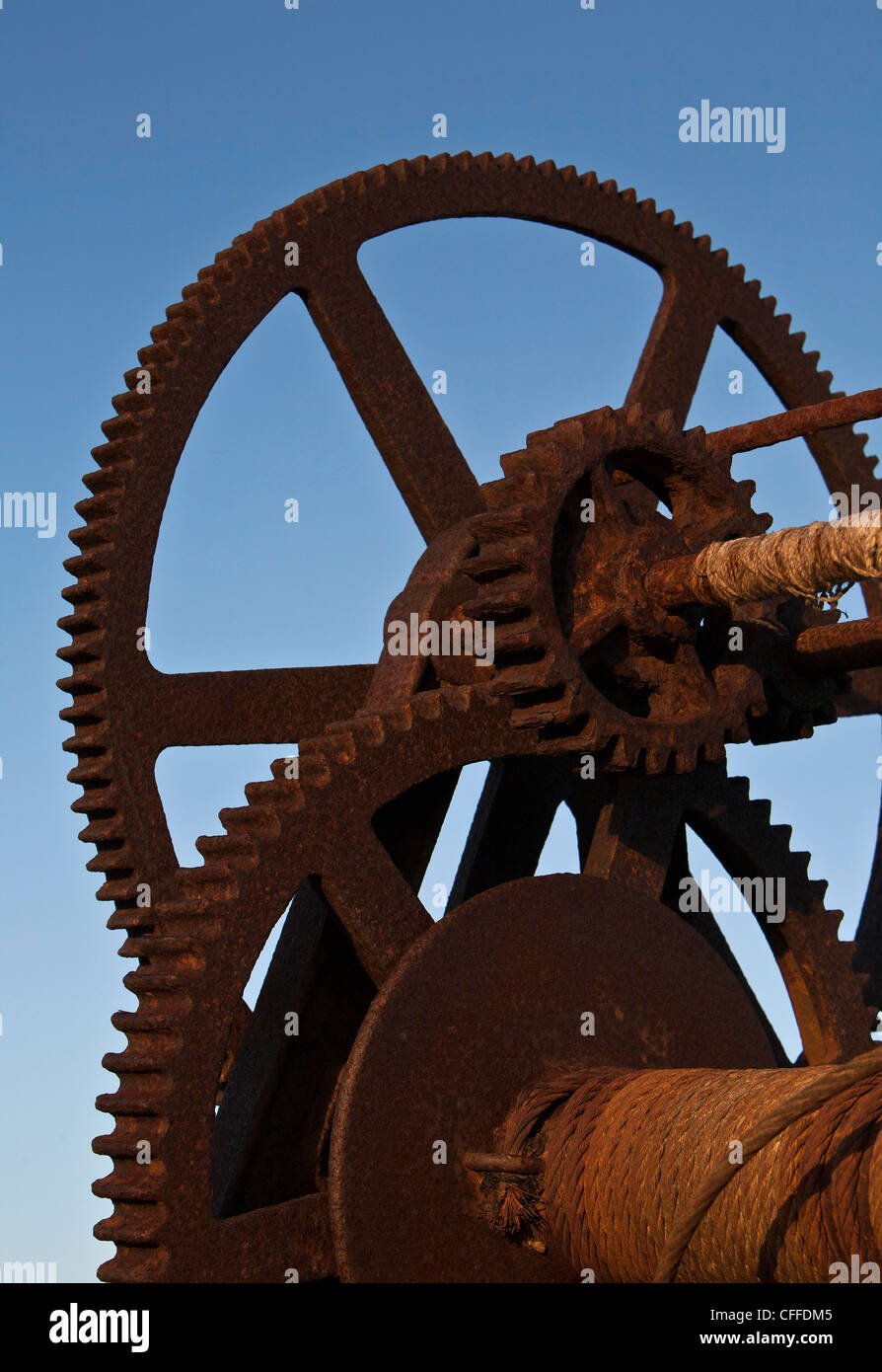 Old winding gear on Dungeness beach Stock Photo - Alamy