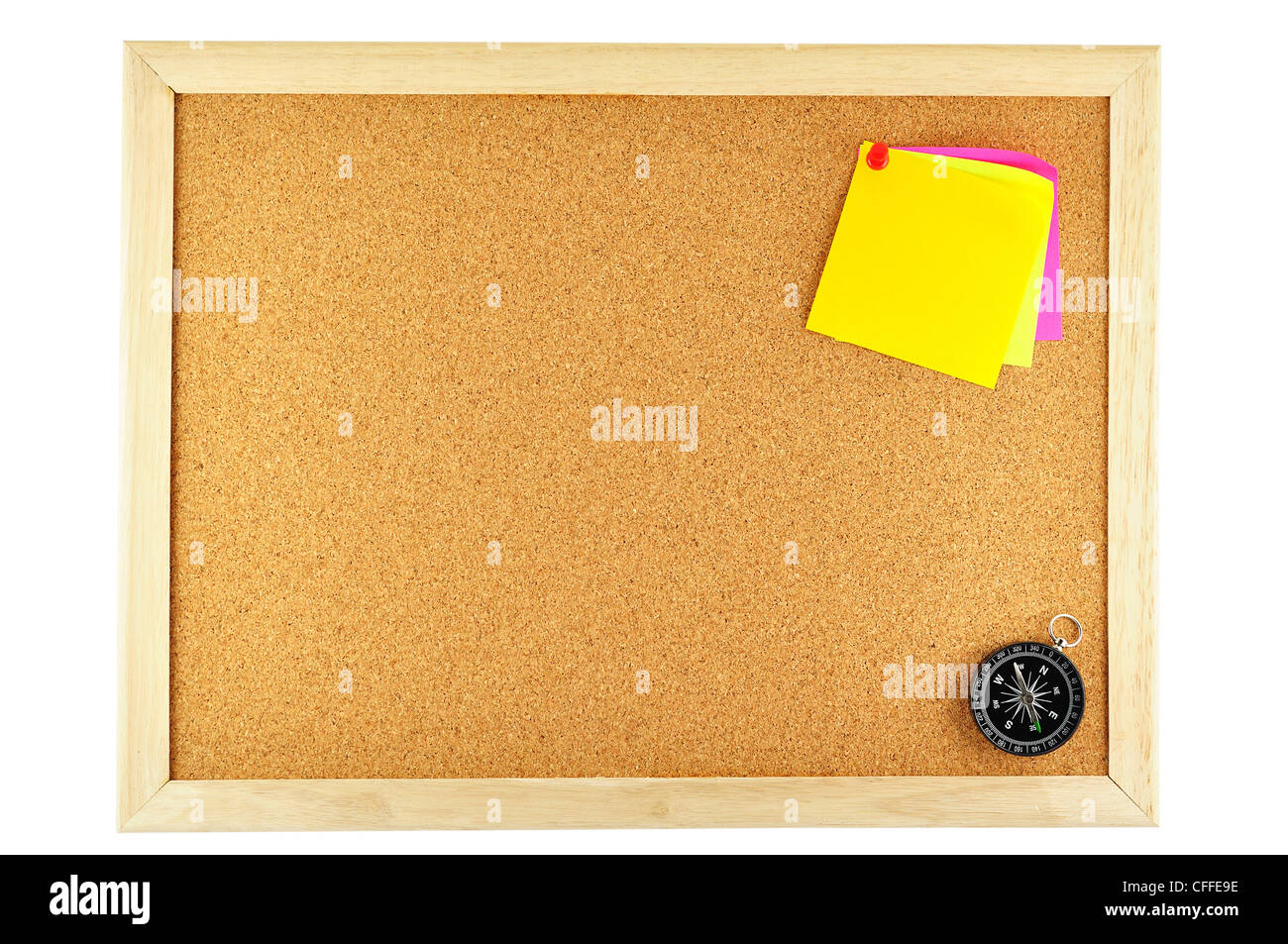 sticky note pinned and compass Stock Photo - Alamy