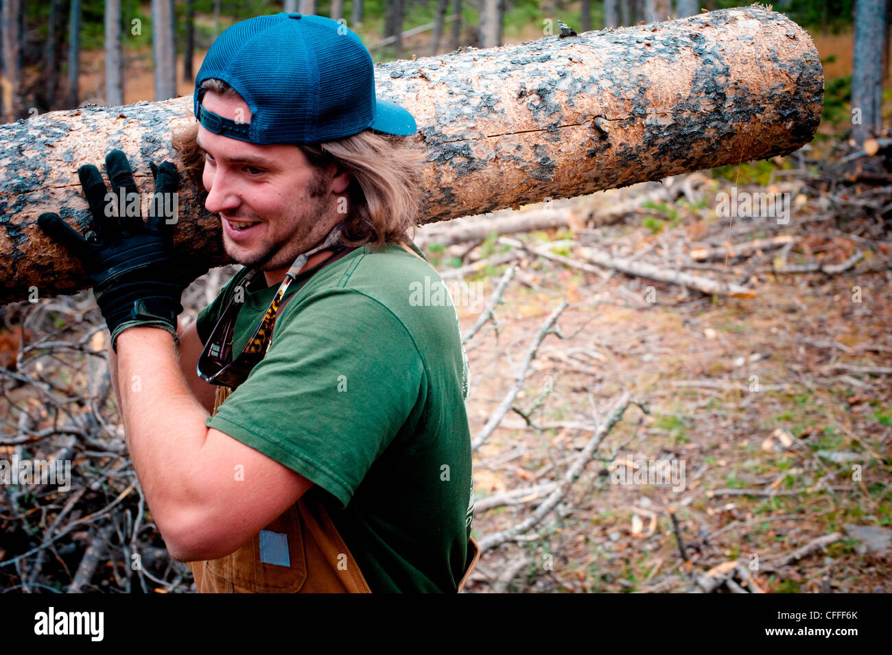 Man carrying log on shoulders hi-res stock photography and images - Alamy