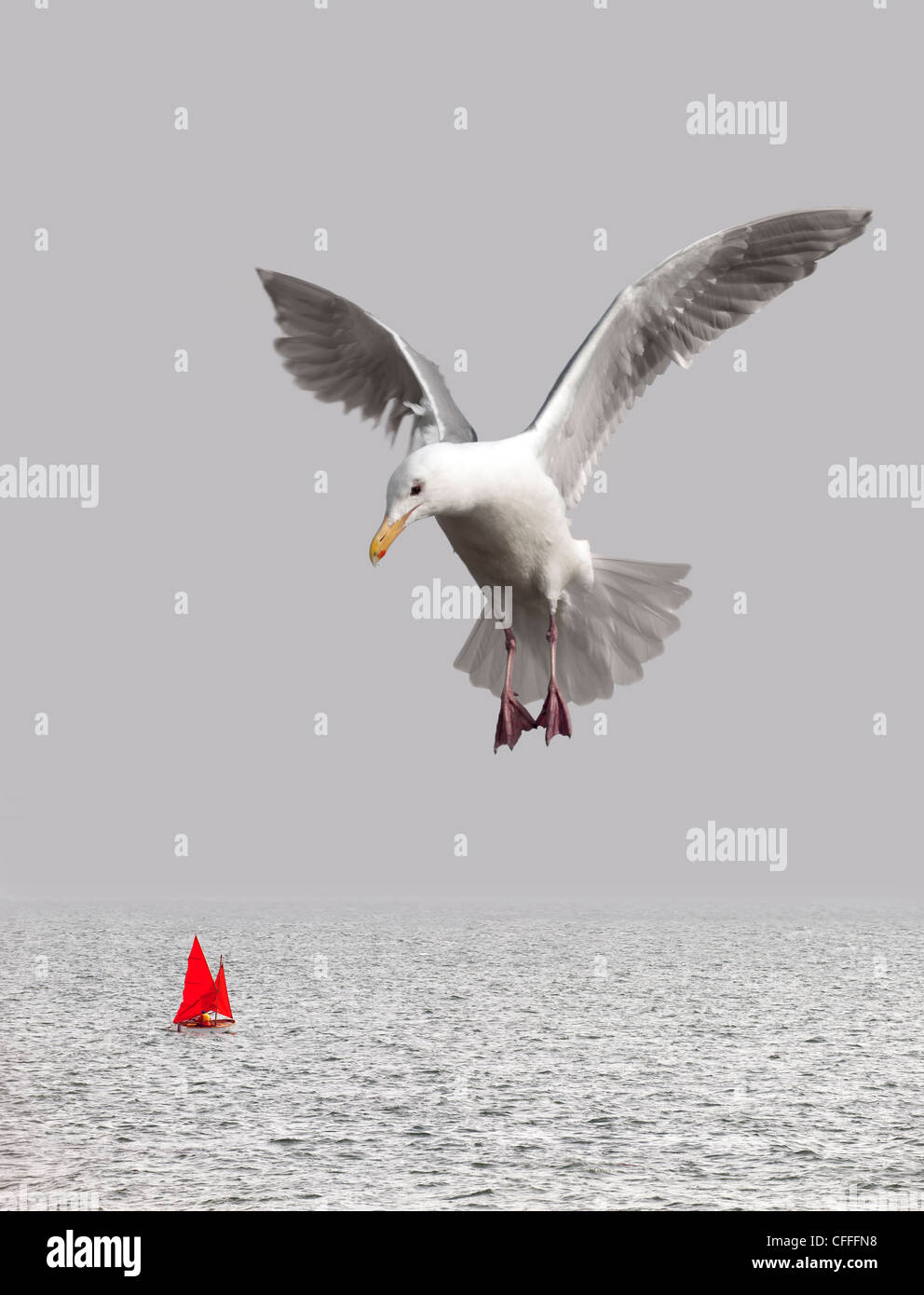 Red sail on the sea Stock Photo - Alamy