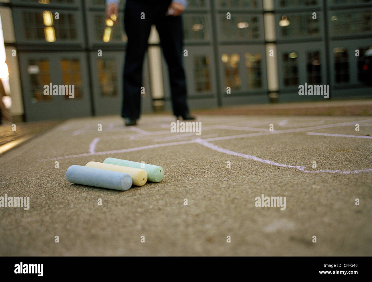 Chalk and Hopscotch on Pavement Stock Photo - Alamy