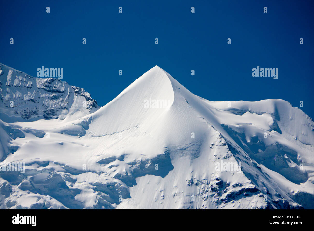 Silberhorn peak part of Jungfrau massif in summer snow Near Wengen ...